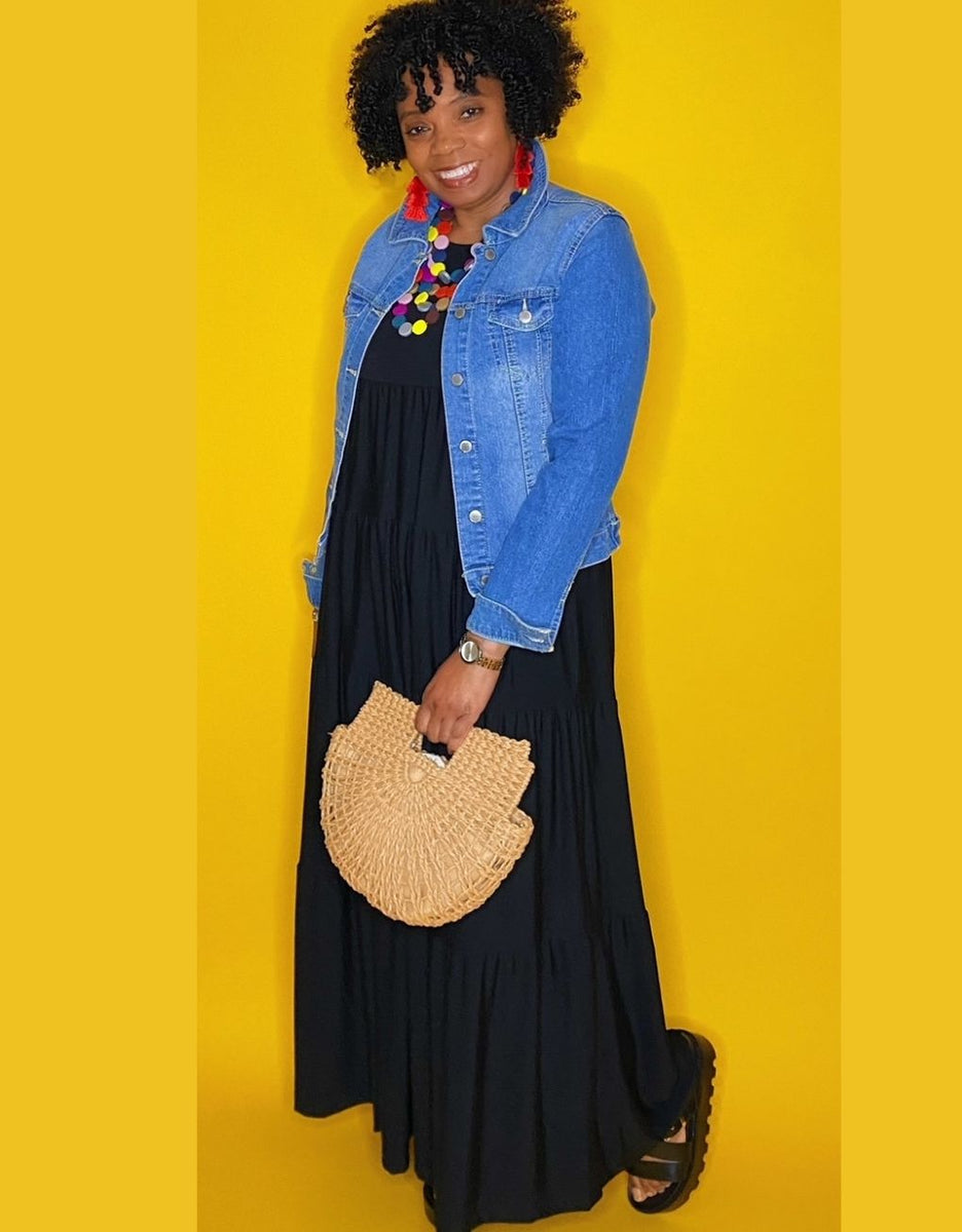 ‘Josie’ Tiered Maxi Curvy Black – Lucy Lu's